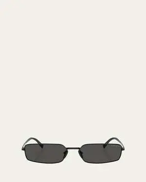 Prada Signature Steel & Plastic Rectangle Sunglasses - Black