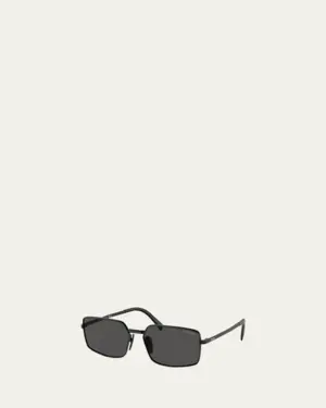 Prada Signature Steel & Plastic Rectangle Sunglasses - Black