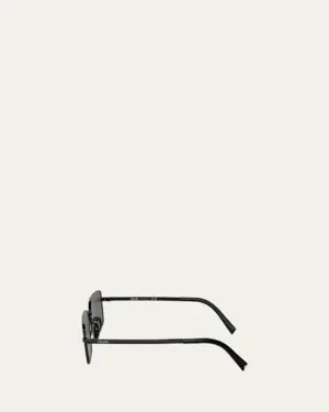 Prada Signature Steel & Plastic Rectangle Sunglasses - Black