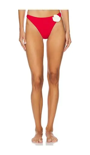 L*Space Leilani Mid-rise Bitsy Bottom - Lipstick Red & Cream
