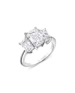 Bloomingdale'S Certified Lab Grown Diamond Emerald Cut Three Stone Engagement Ring - White