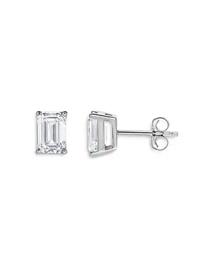 Bloomingdale'S Certified Lab Grown Emerald-cut Diamond 18k Gold Stud Earrings - White