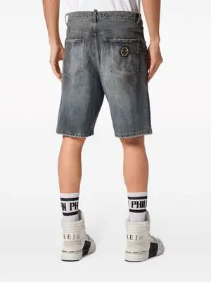 Philipp Plein Distressed Denim Shorts - Grey