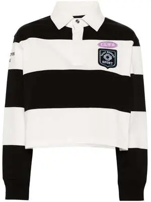 Maje Striped Organic Cotton Polo Shirt