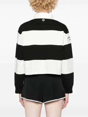 Maje Striped Organic Cotton Polo Shirt