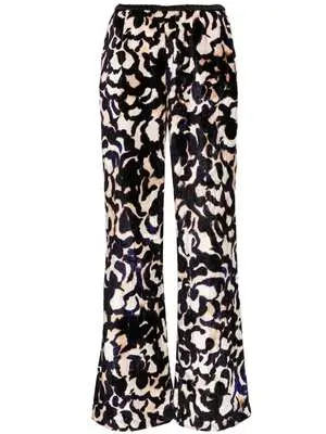 FORTE_FORTE Abstract-print Velvet Trousers - Blue
