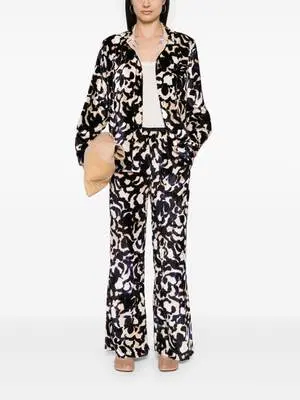 FORTE_FORTE Abstract-print Velvet Trousers - Blue