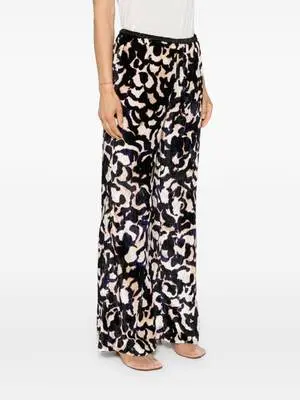 FORTE_FORTE Abstract-print Velvet Trousers - Blue