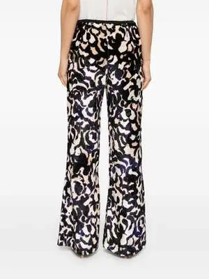 FORTE_FORTE Abstract-print Velvet Trousers - Blue