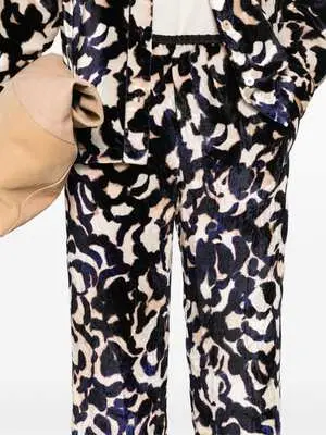 FORTE_FORTE Abstract-print Velvet Trousers - Blue