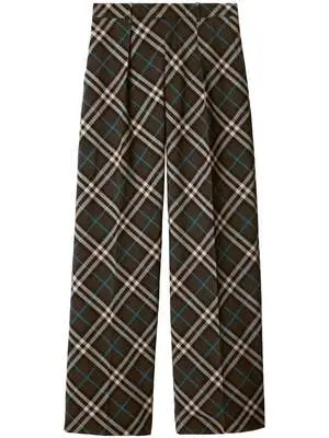 Burberry Check Pattern Trousers - Black