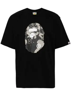 A BATHING APE Graphic Print T-shirt - Black