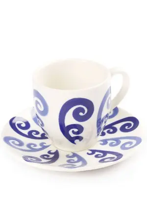 Themis Z Athenee Peacock Espresso Cup And Saucer - White