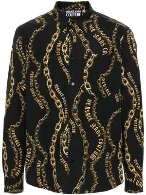 Versace Chain Couture Cotton Shirt - Black
