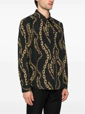 Versace Chain Couture Cotton Shirt - Black