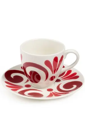 Themis Z Kyma Tea Cup And Saucer - White