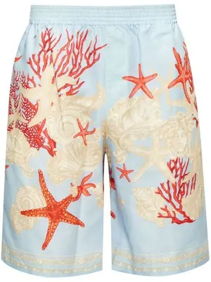 Versace Barocco Sea Cotton Shorts - Blue