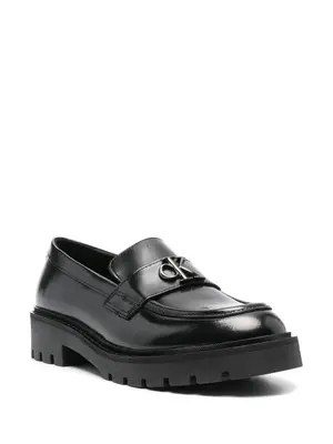Calvin Klein Monogram-plaque Leather Loafers