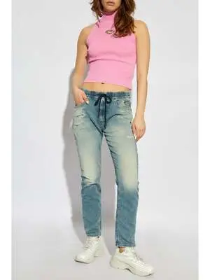 DIESEL® Sleeveless Mock Neck Top With Oval D Logo - Pink