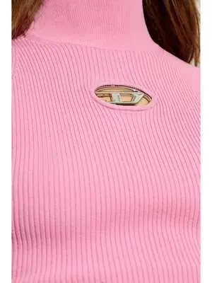 DIESEL® Sleeveless Mock Neck Top With Oval D Logo - Pink