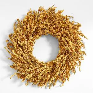Crate & Barrel Faux En Yellow Mini Berry Wreath - Gold