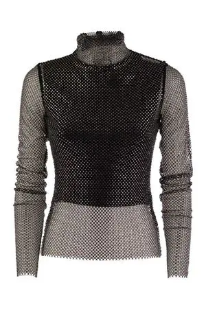 Sportmax Valdai - Net Mock-up With Rhinestones - Black