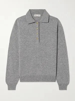 BLAZÉ MILANO Highland Wool And Cashmere-blend Polo Sweater Gray