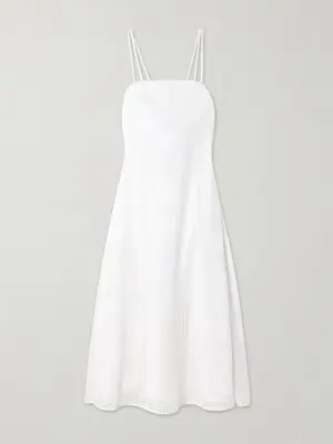 Tory Burch Open-back Broderie Anglaise Cotton Midi Dress