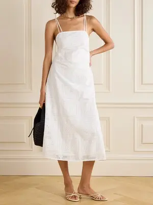 Tory Burch Open-back Broderie Anglaise Cotton Midi Dress