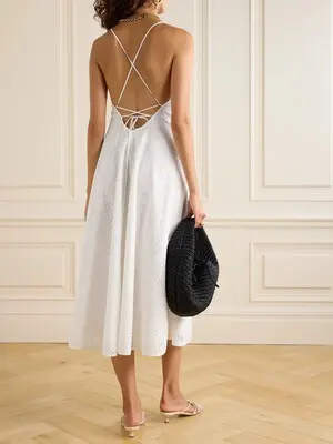 Tory Burch Open-back Broderie Anglaise Cotton Midi Dress