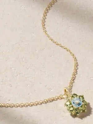 JENNIFER MEYER 18-karat Multi-stone Flower Pendant Necklace - Gold