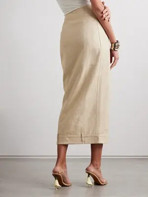 Cult Gaia Lua Cotton And Linen-blend Twill Midi Skirt