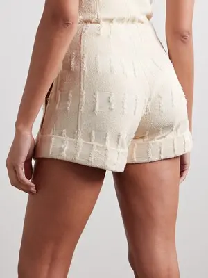 Cult Gaia Olga Distressed Cotton-twill Shorts