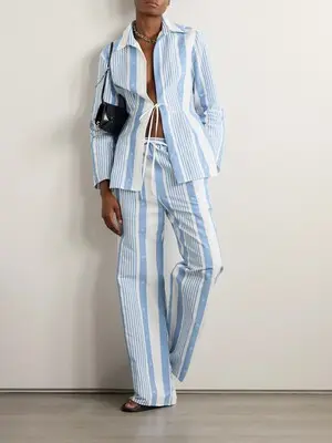 Givenchy Striped Cotton And Linen-blend Pants