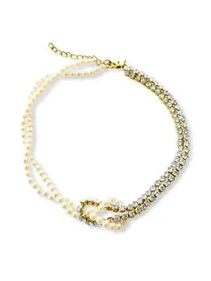 HZMER JEWELLERY Faux-pearl And Rhinestone Embellished Necklace - Gold