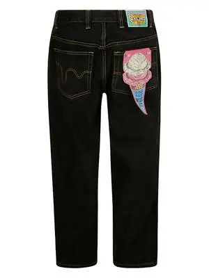 ICECREAM Running Dog-print Jeans - Black