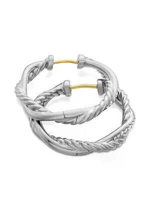 David Yurman Sterling Petite Infinity Diamond Hoop Earrings