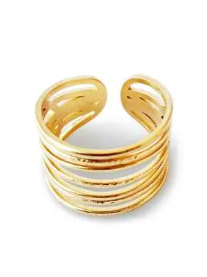 HZMER JEWELLERY Hammered-effect Multi-band Ring - Gold