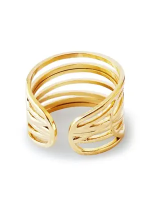 HZMER JEWELLERY Hammered-effect Multi-band Ring