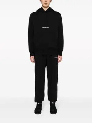 Calvin Klein Institutional Logo-embroidered Hoodie - Black