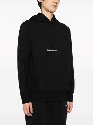 Calvin Klein Institutional Logo-embroidered Hoodie - Black