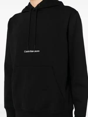 Calvin Klein Institutional Logo-embroidered Hoodie - Black