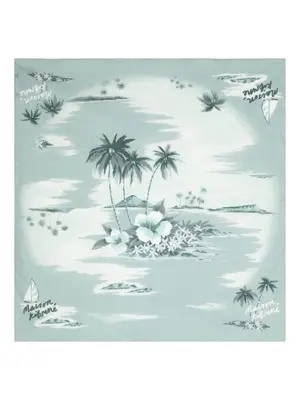 Maison Kitsuné Island-print Cotton Scarf - Blue