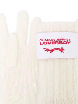 CHARLES JEFFREY Logo-patch Knitted Gloves - White