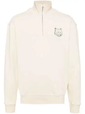 Maison Kitsuné Fox-motif Cotton Sweatshirt - Neutrals