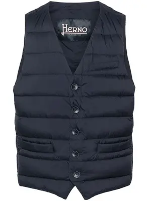 Herno V-neck Down Gilet - Blue