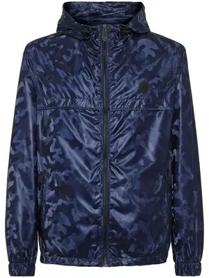 Philipp Plein Camouflage Print Hooded Windbreaker - Blue