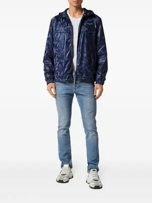 Philipp Plein Camouflage Print Hooded Windbreaker - Blue