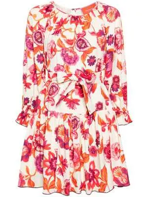 La DoubleJ La DoubleJ Uma Floral Print Mini Dress Neutrals