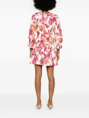 La DoubleJ Uma Floral Print Mini Dress - Neutrals